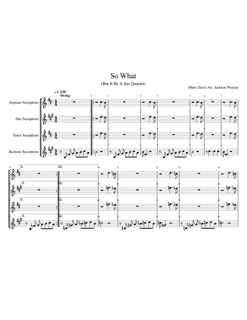 So_What Sheet music for Saxophone alto, Saxophone tenor, Saxophone baritone, Saxophone soprano ...
