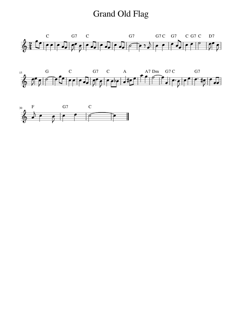 Grand Old Flag - piano tutorial