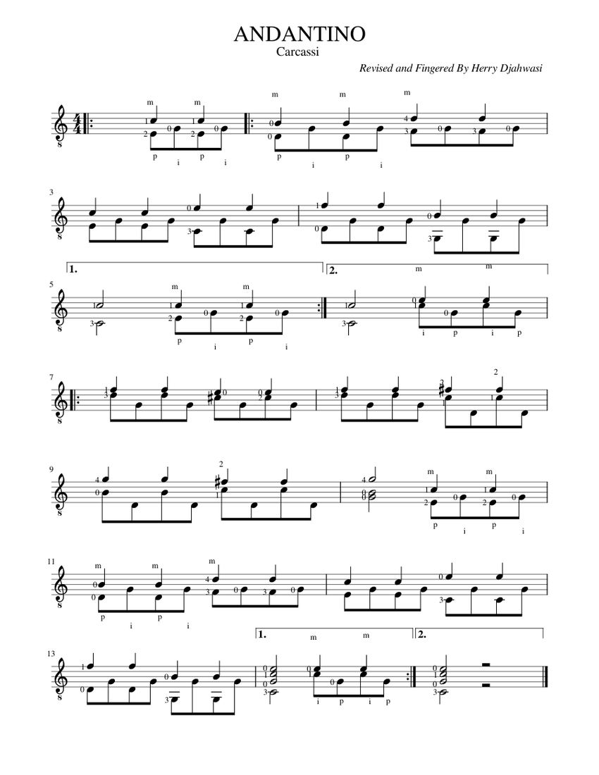 ANDANTINO by Carcassi Sheet music for Piano (Solo) Easy | Musescore.com