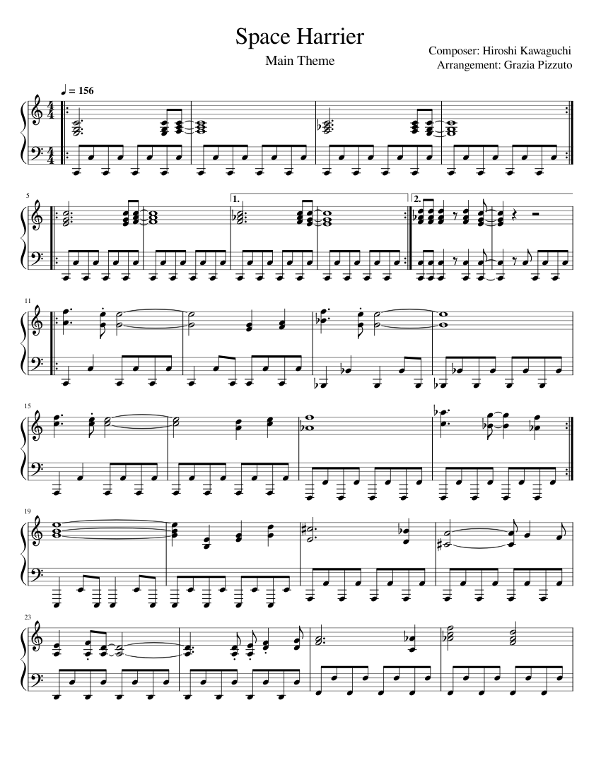 Space Harrier Main Theme – Hiroshi Kawaguchi Sheet music for Piano ...