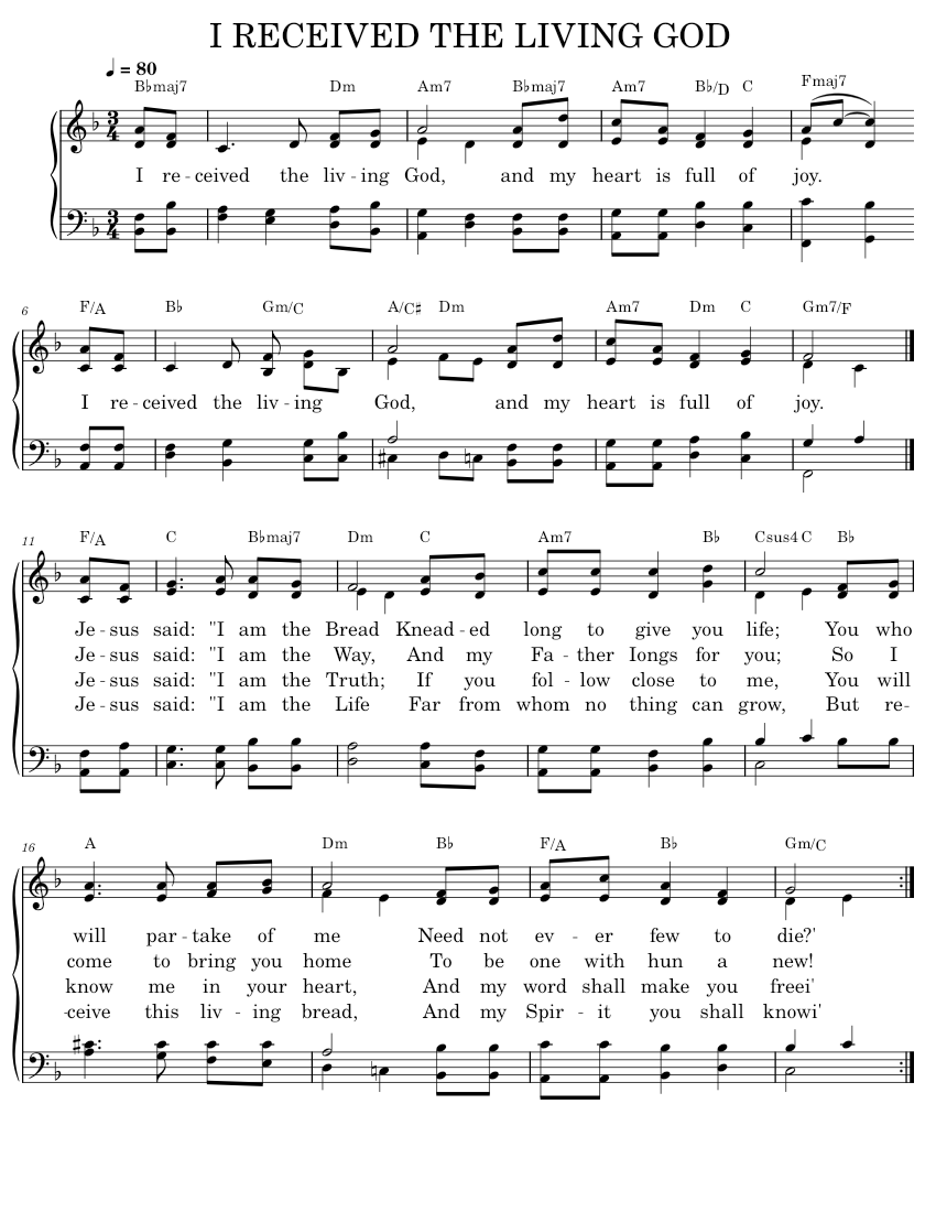 I Received the Living God – LIVING GOD Sheet Music with Chords for ...