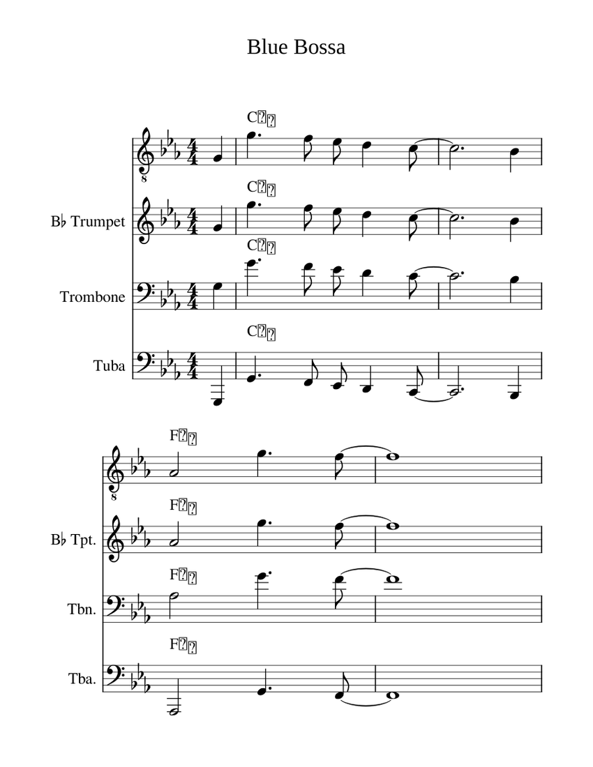 Blue_Bossa Sheet music for Trombone, Tuba, Trumpet in b-flat, Guitar ...