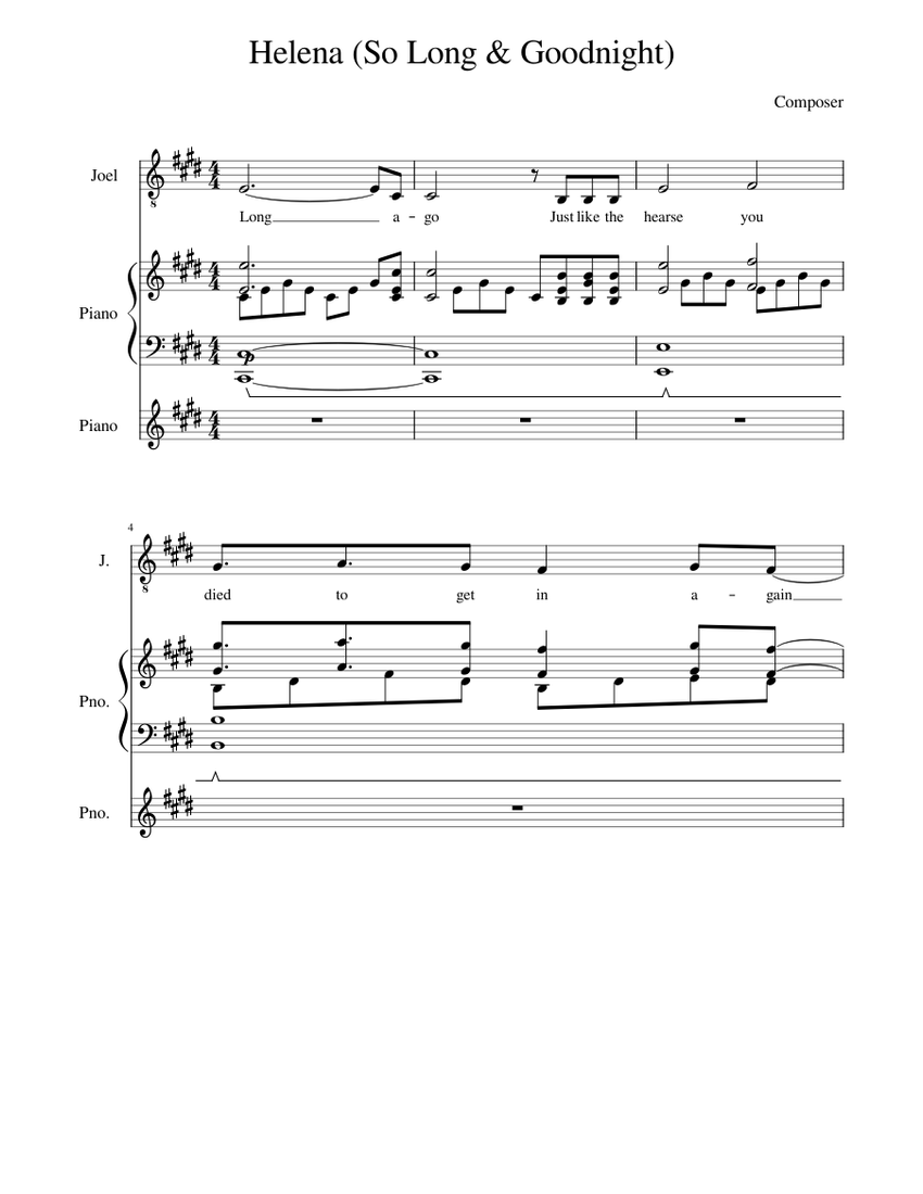 Helena (Broadway?) Sheet music for Piano (Mixed Ensemble) | Musescore.com