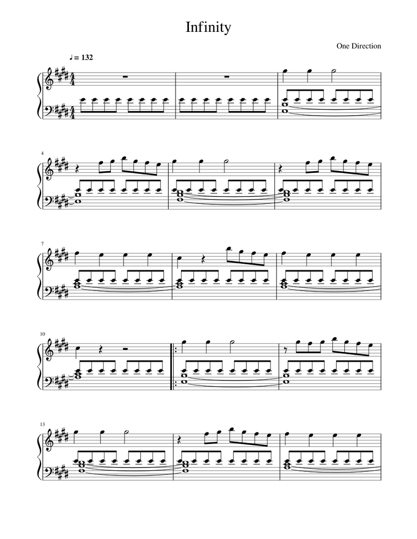 One Direction-Infinity Sheet music for Piano (Solo) | Musescore.com
