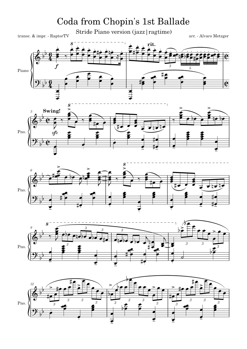 Coda from Chopin's 1st Ballade – Stride piano version (arr. by Alvaro ...