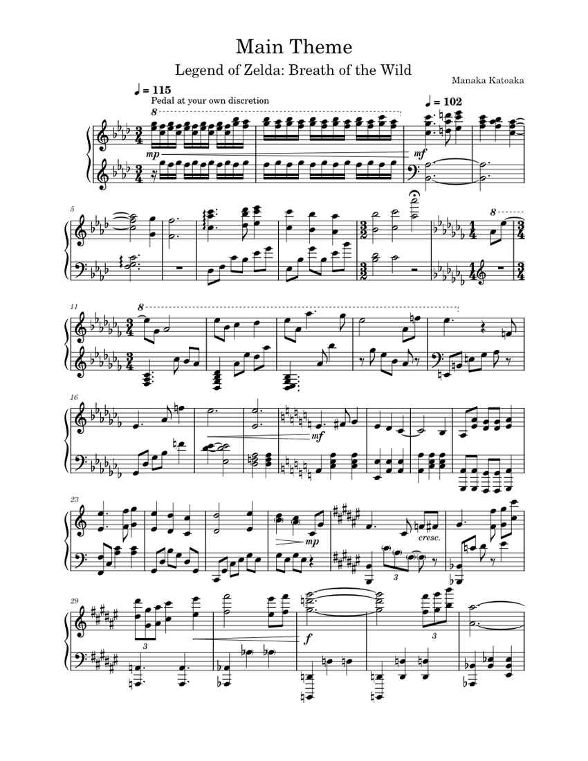 "Main Theme" from The Legend of Zelda Breath of the Wild – Misc Computer Games Breath of the ...