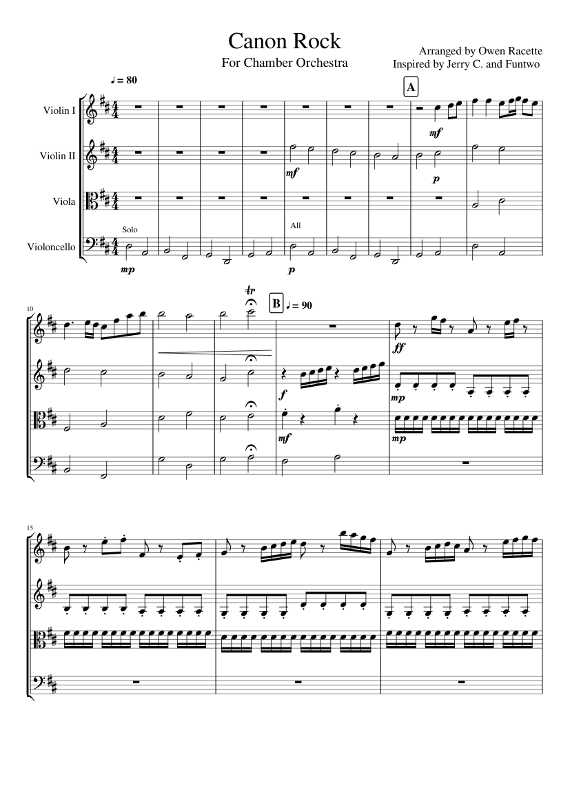 Canon Rock Sheet music for Violin, Viola, Cello (String Quartet) | Musescore.com
