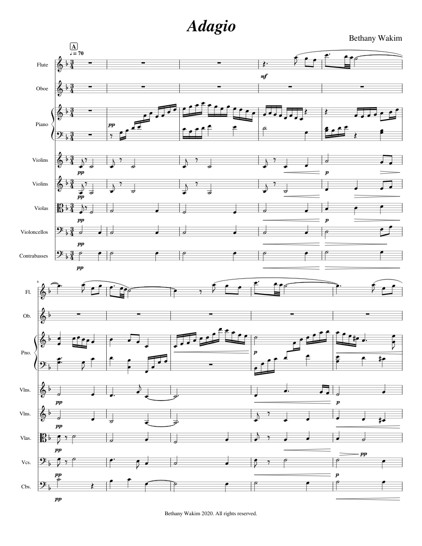 Adagio Sheet music for Piano, Flute, Oboe, Contrabass & more ...