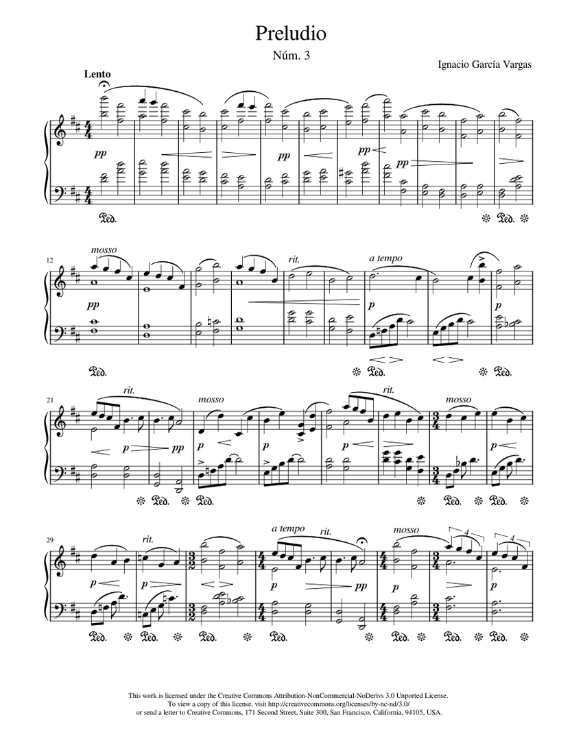 Preludio Núm. 3 (Prelude No. 3) Sheet music for Piano (Solo ...