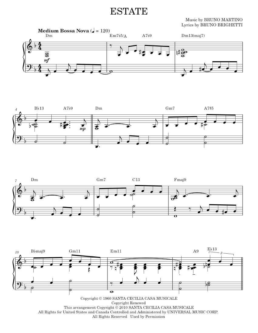 Play Official version of Estate [Jazz version] (arr. Brent Edstrom ...