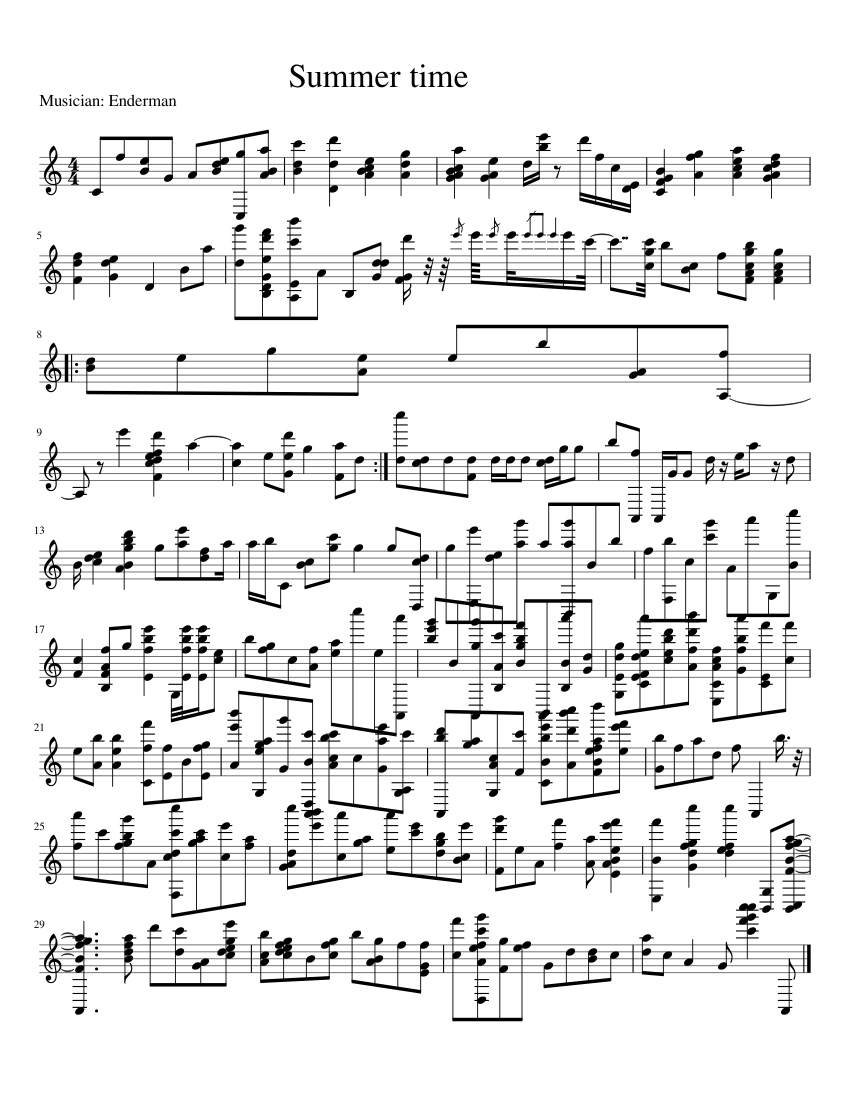 Summer time EDM Sheet music for Piano (Solo) Easy | Musescore.com