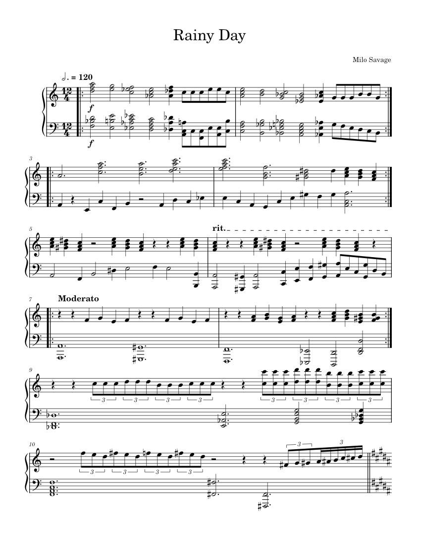 Rainy Day- Solo Piano Sheet music for Piano (Solo) | Musescore.com