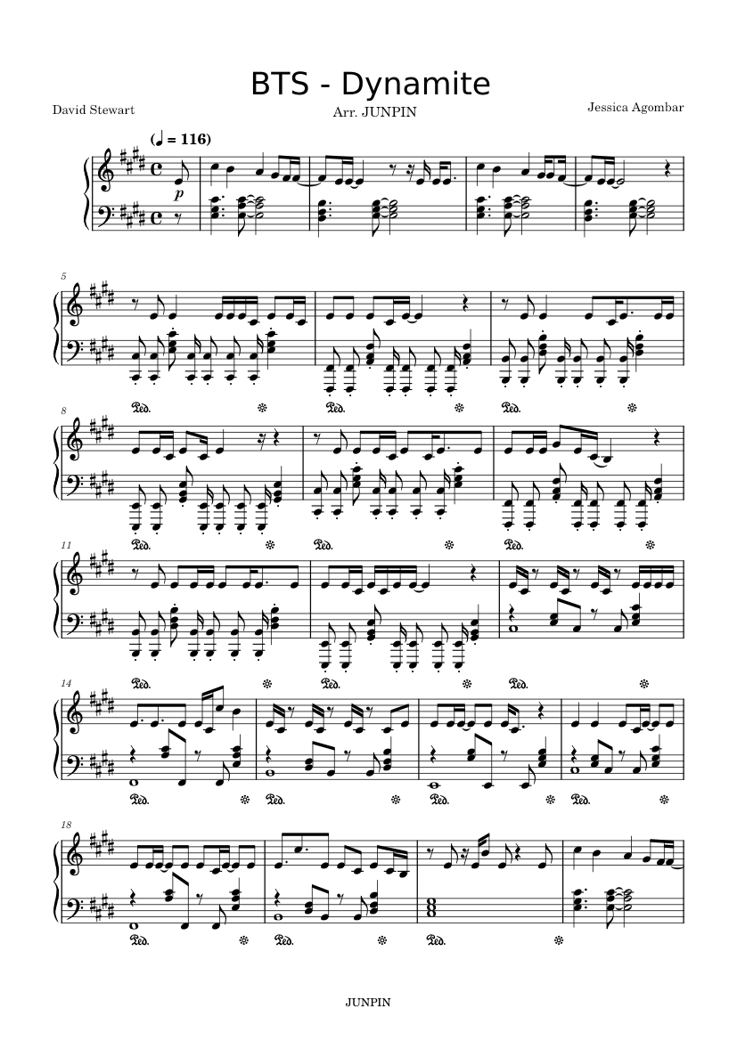 Dynamite – BTS Sheet music for Piano (Solo) | Musescore.com