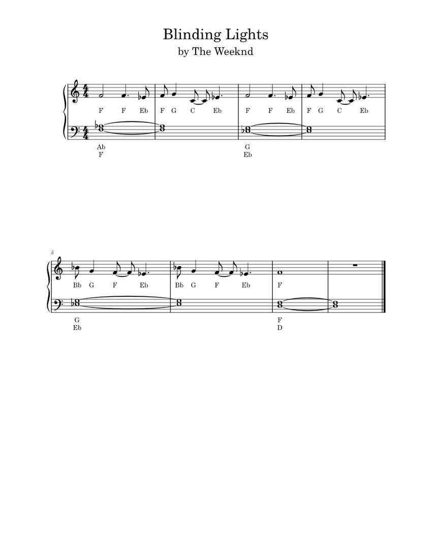 Blinding Lights – The Weeknd Blinding Lights Two Hands Sheet music for ...