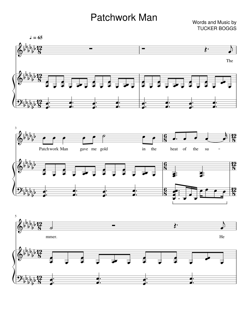 Patchwork Man Sheet music for Piano, Vocals (Piano-Voice) | Musescore.com