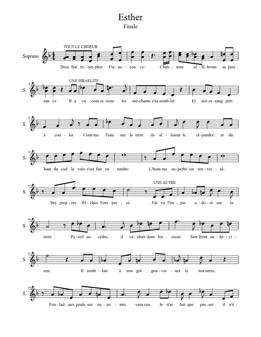 Esther, finale Sheet music for Soprano (Solo) | Download and print in ...