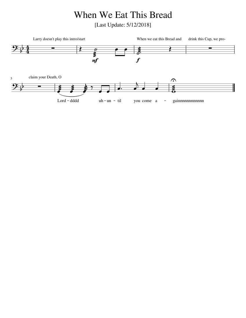 When We Eat This Bread Sheet music for Timpani (Solo) | Musescore.com