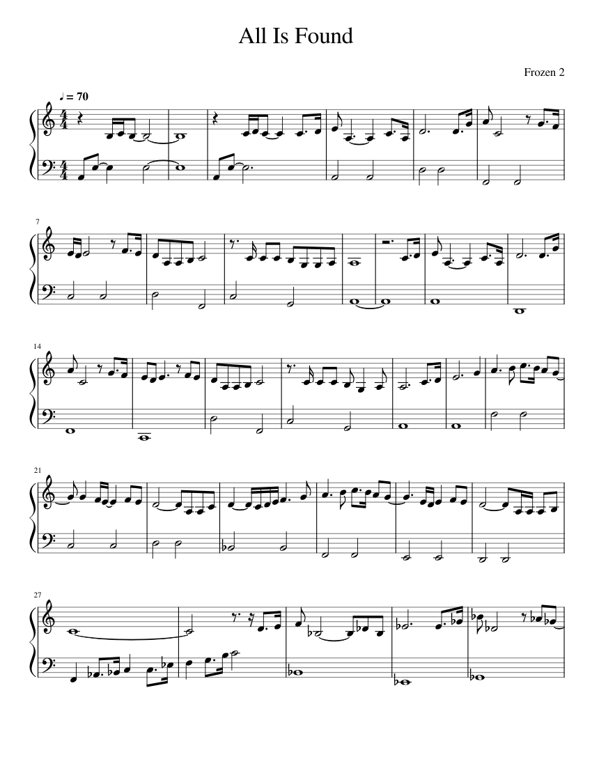 All Is Found - Frozen 2 Sheet Music for Piano (Solo) easy | MuseScore.com