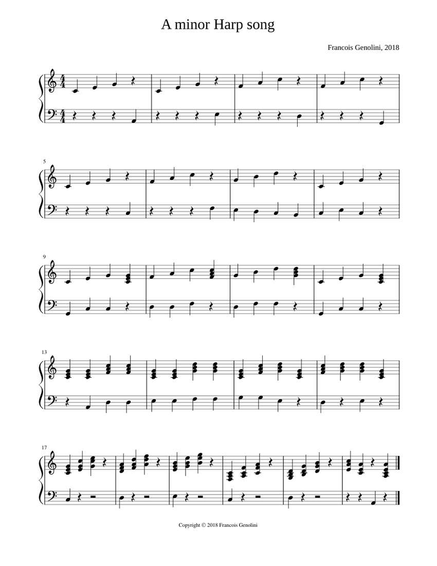 A minor Harp song Sheet music for Harp (Solo) | Musescore.com