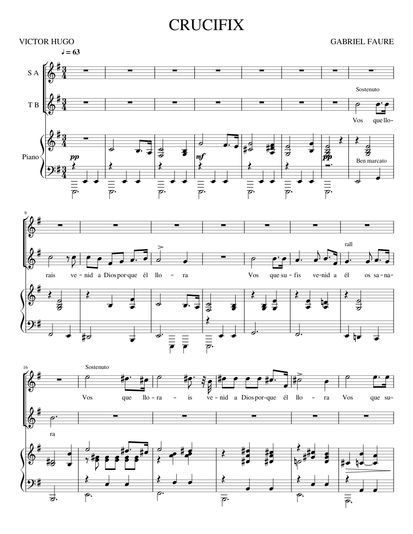CRUCIFIX Sheet music for Piano, Vocals (Mixed Trio) | Musescore.com