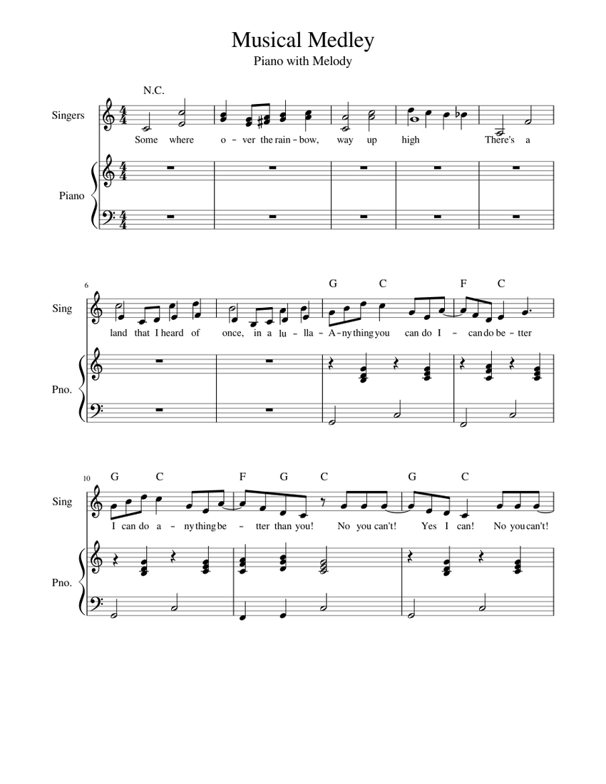 Musical Medley Sheet music for Piano, Vocals (Piano-Voice) | Musescore.com
