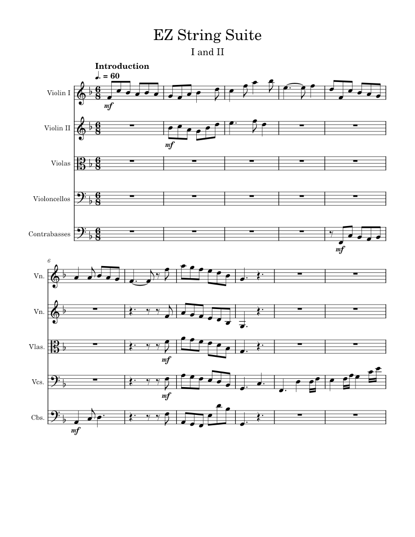 EZ String Suite, mvm I and II Sheet music for Violin, Strings group (String Ensemble ...