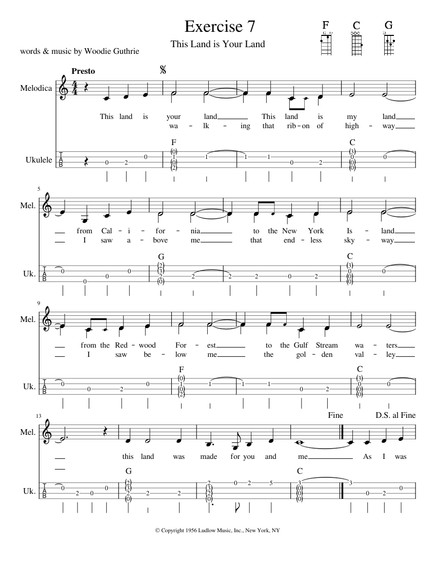 This land is your land – Misc Traditional Sheet music for Ukulele ...