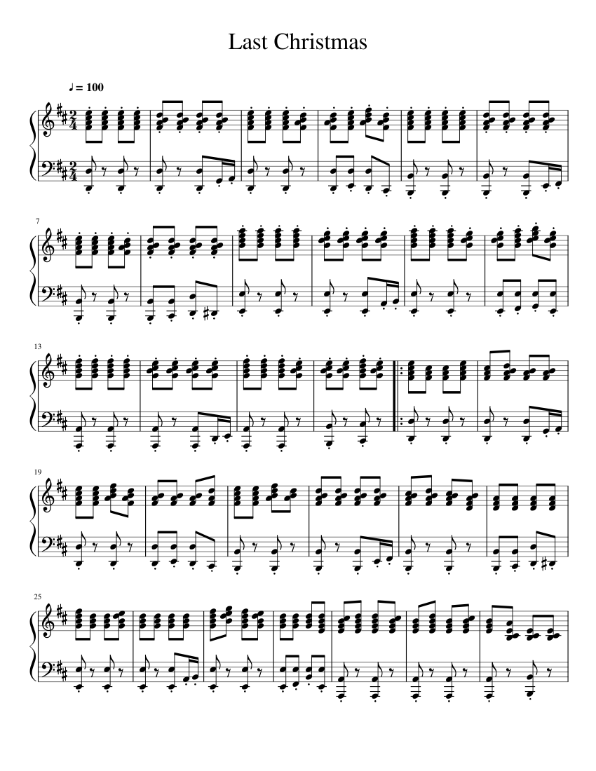 Last Christmas Sheet music for Piano (Solo) | Musescore.com