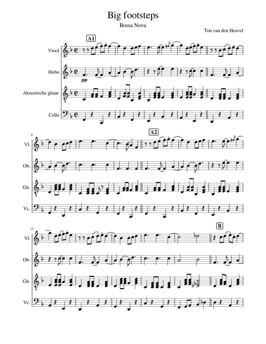 Big footsteps Sheet music for Oboe, Violin, Cello, Guitar (Mixed ...