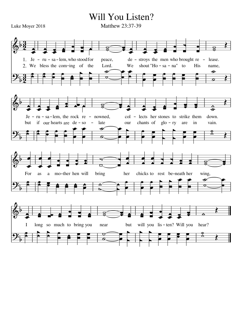 Will You Listen? Sheet music for Female, Male (Choral) | Musescore.com