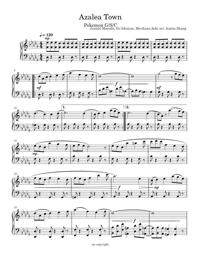 Azalea Town – Go Ichinose Azalea Town (Pokemon G/S/C) Sheet music for ...