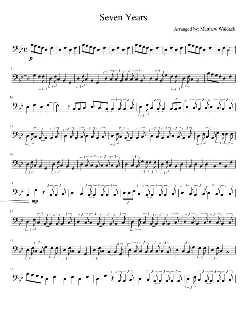 Seven Years (Cello) Sheet music for Cello (Solo) | Musescore.com