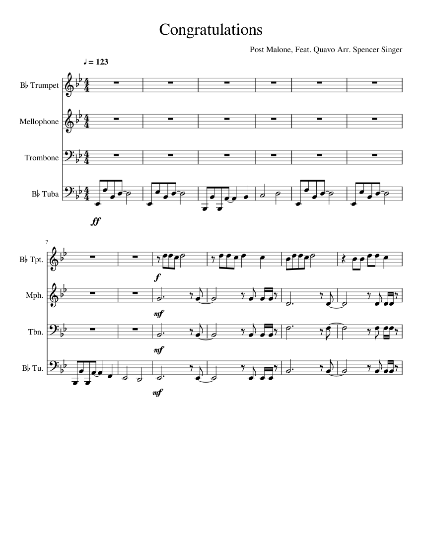 Congratulations Sheet music for Trombone, Tuba, Trumpet other (Mixed ...