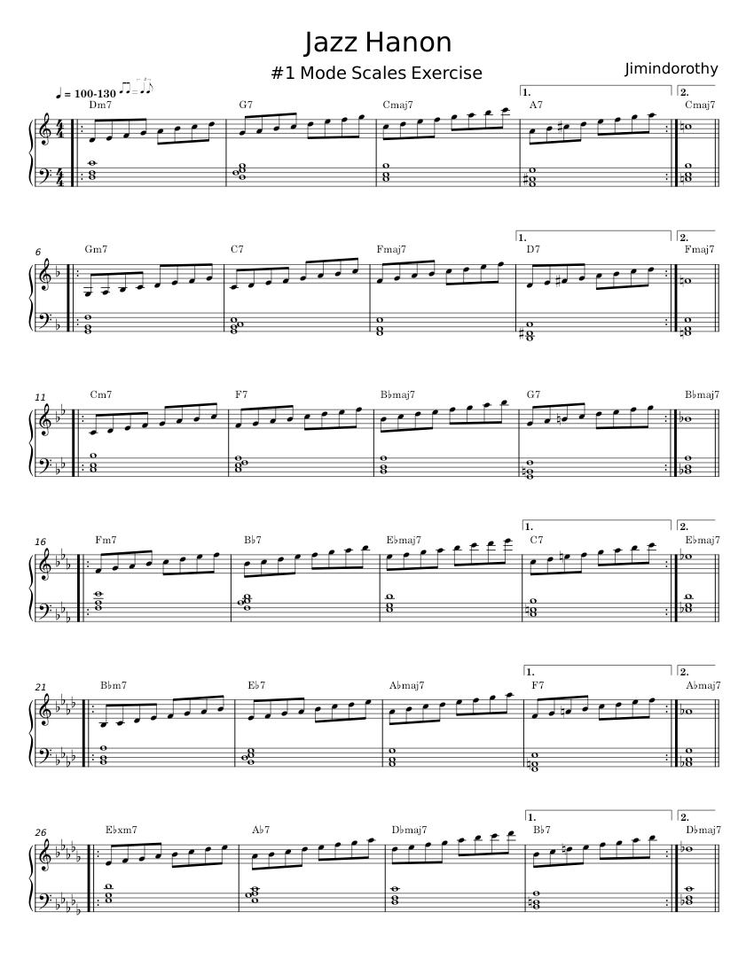 Jazz Hanon - Jimindorothy Sheet Music with Chords for Piano (Piano Duo) | MuseScore.com