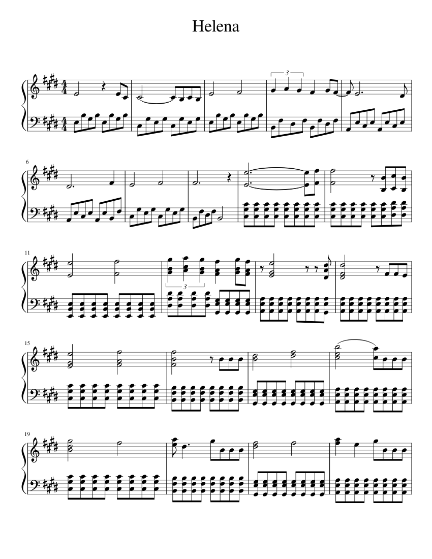 Helena Sheet Music for Piano (Solo) | MuseScore.com