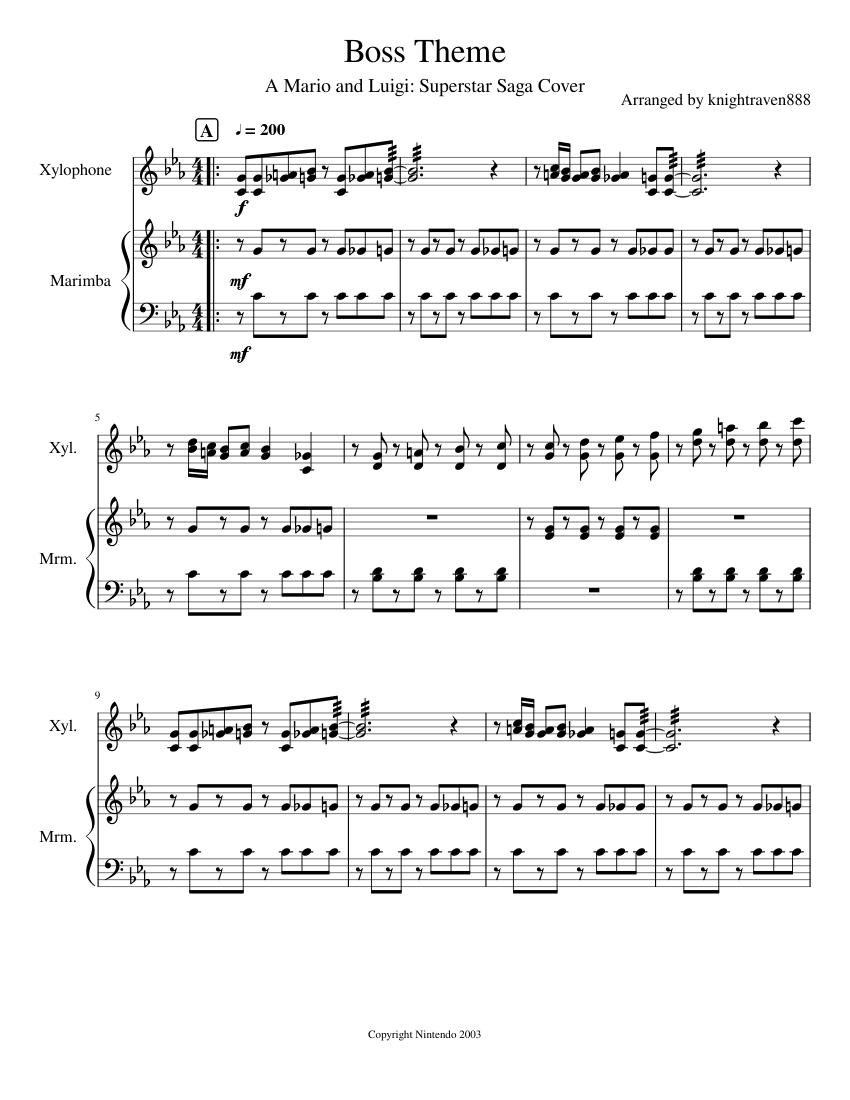 Boss Theme Sheet music for Marimba, Xylophone (Solo) | Musescore.com