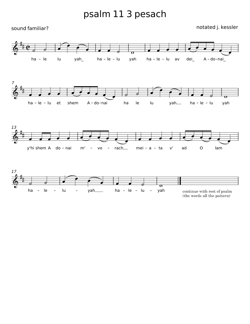 psalm 113 pesach Sheet music for Piano (Solo) Easy | Musescore.com