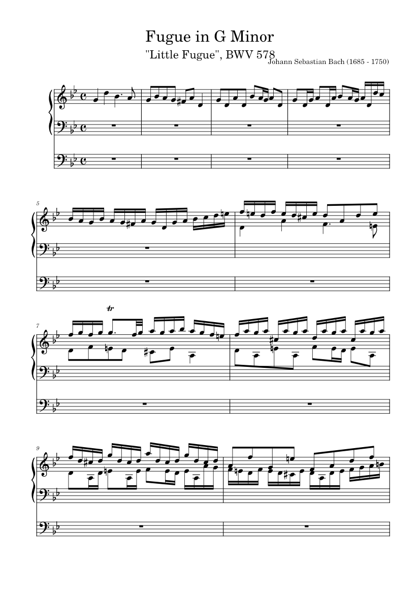 BWV 578, "Little" Fugue in G Minor - Johann Sebastian Bach Sheet music ...