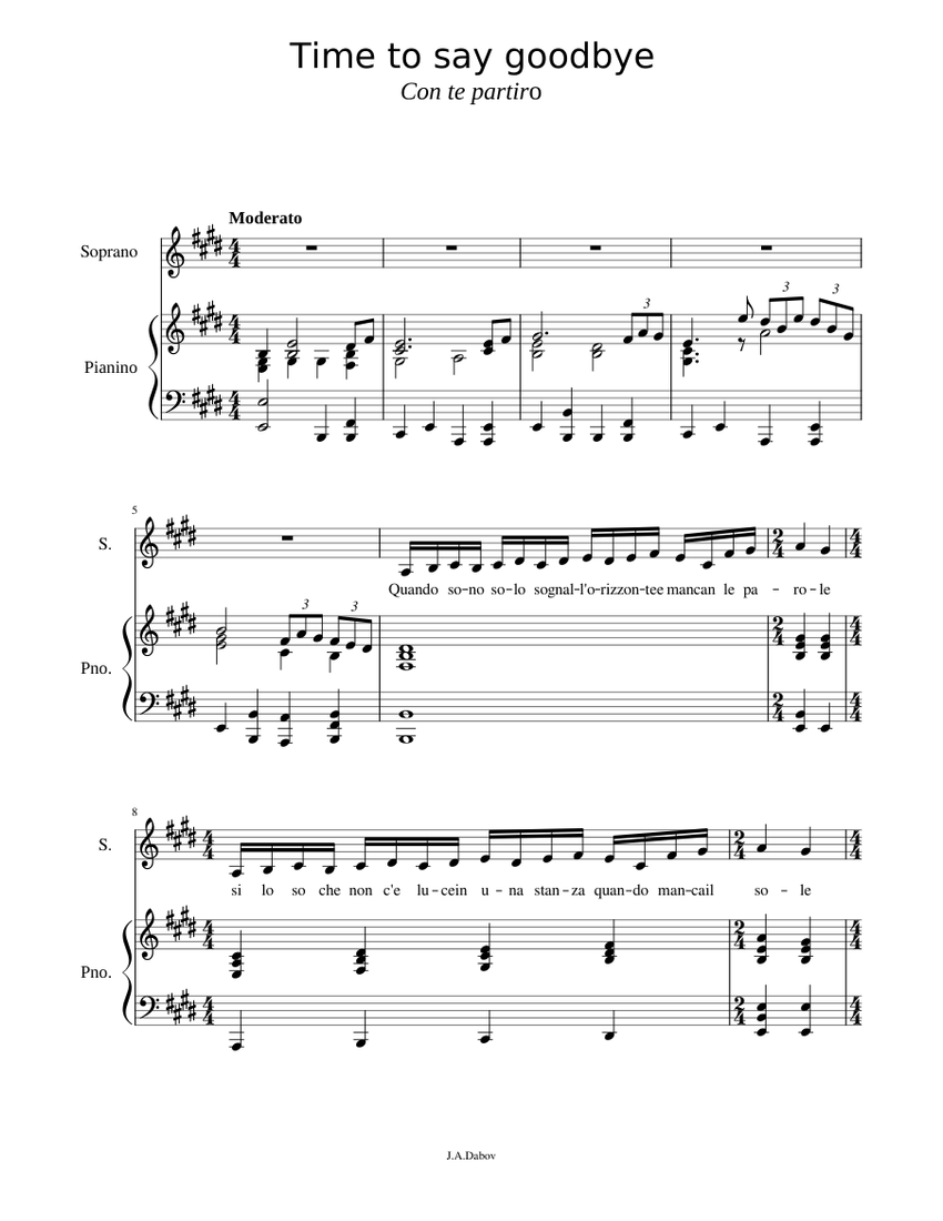 Con_te_partiro - A major Sheet music for Soprano (Solo) | Musescore.com