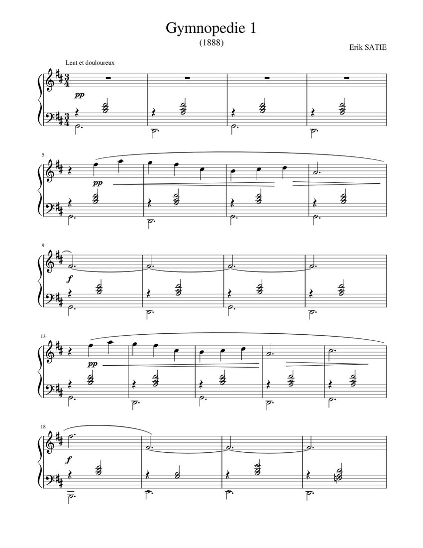 Gymnopedie 1 Sheet music for Piano (Solo) | Musescore.com