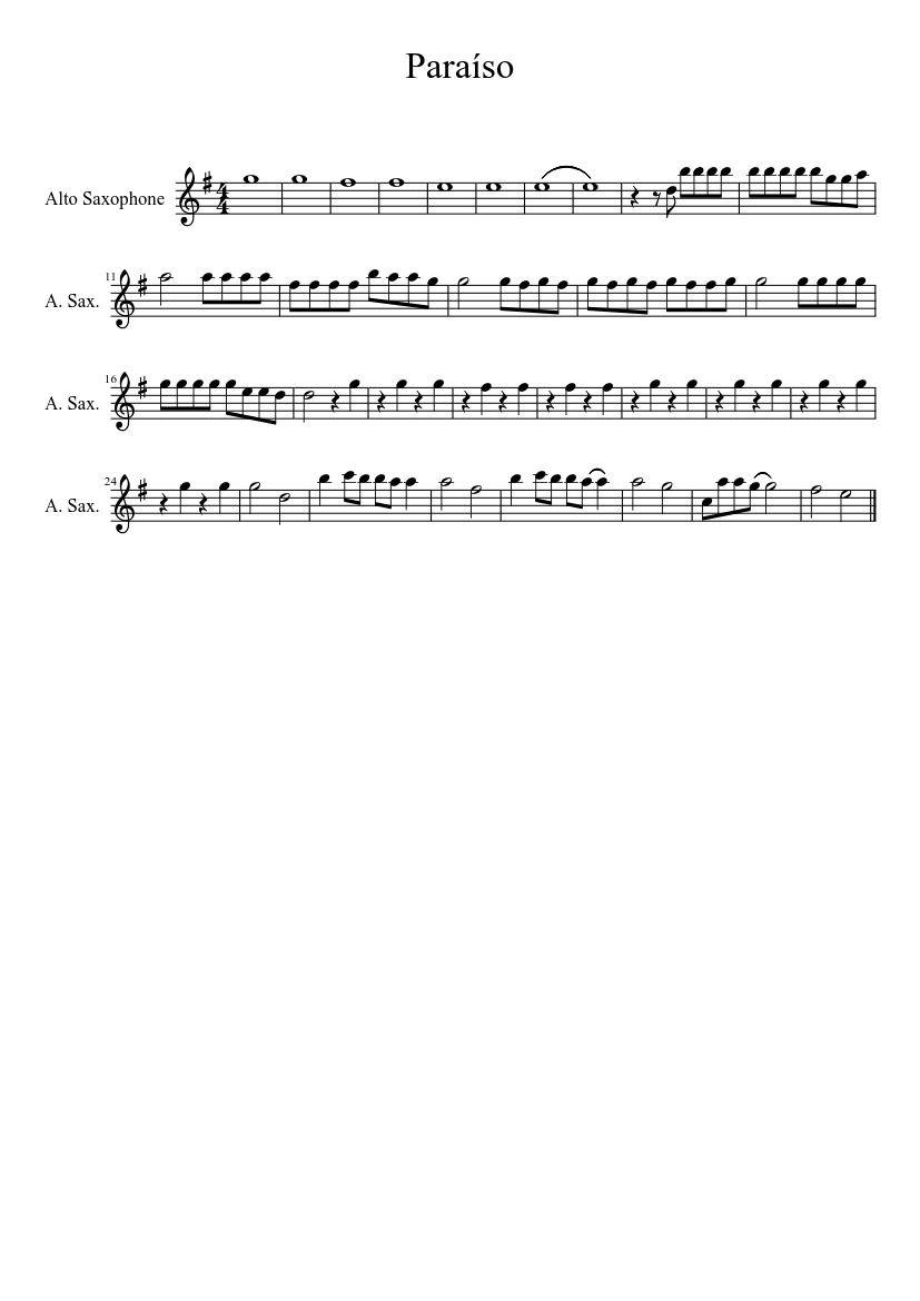 Paraíso (Dvicio) Sheet music for Saxophone alto (Solo) | Musescore.com