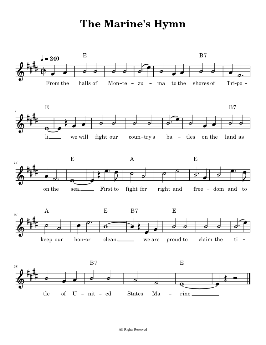 Marine corps hymn Trumpet Sheet Music with Chords for Trumpet in b-flat ...