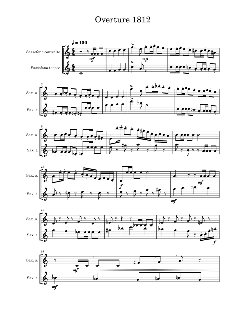 1812 Overture, Op.49 – Tchaikovsky (Finale) Sheet music for Saxophone ...