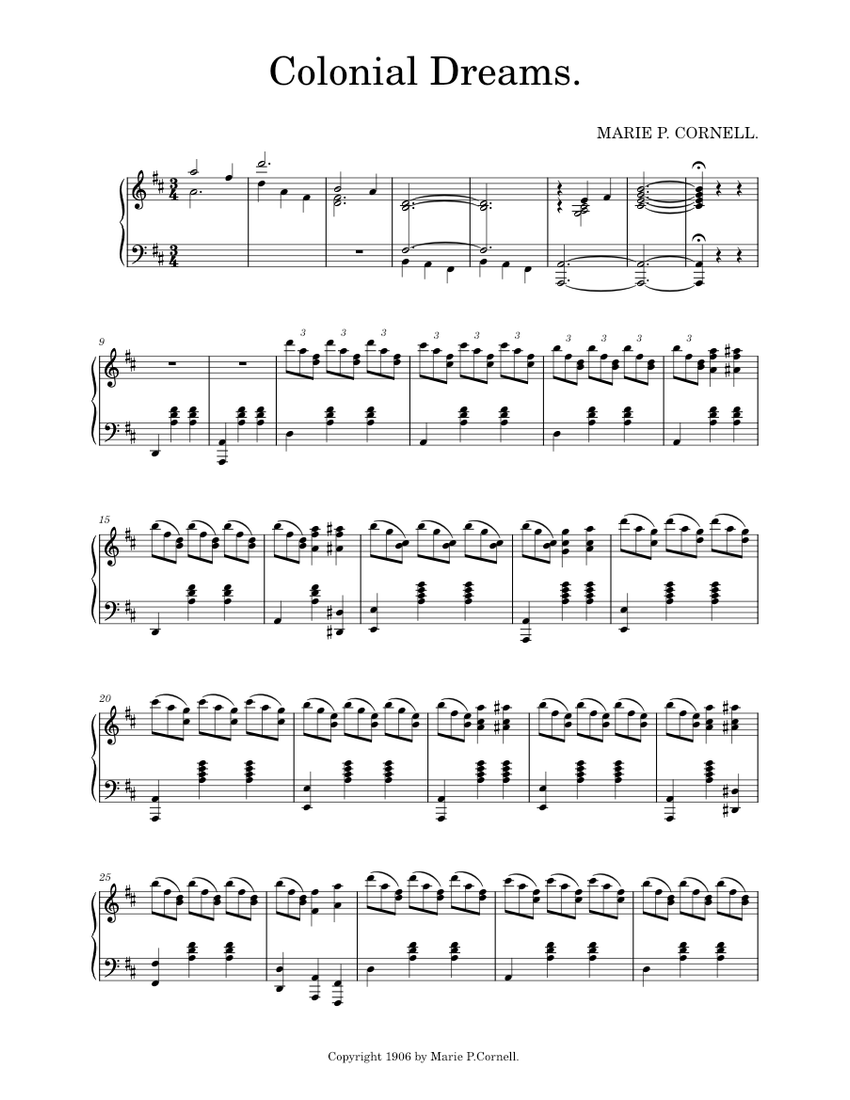 Colonial Dreams (1906) Sheet music for Piano (Solo) | Musescore.com
