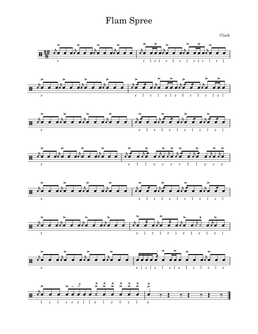 Flam Spree Sheet music for Snare drum (Solo) | Musescore.com