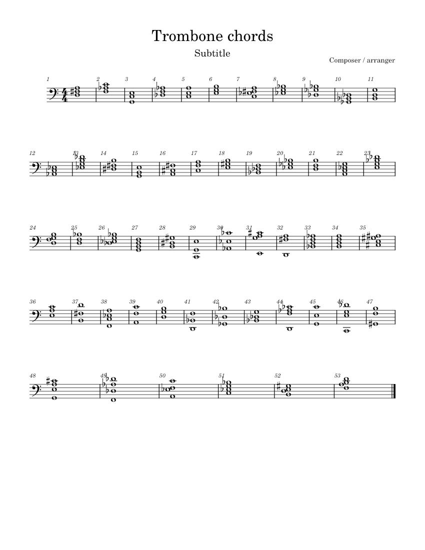 Trombone chords Sheet Music for Trombone (Solo) | MuseScore.com
