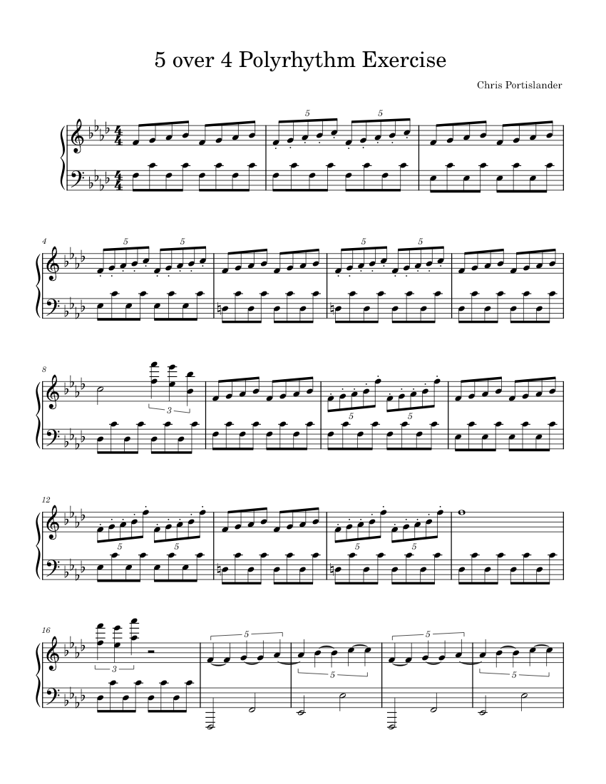 Easy 5 over 4 Polyrhythm Exercise - Chris Portislander Sheet music for ...
