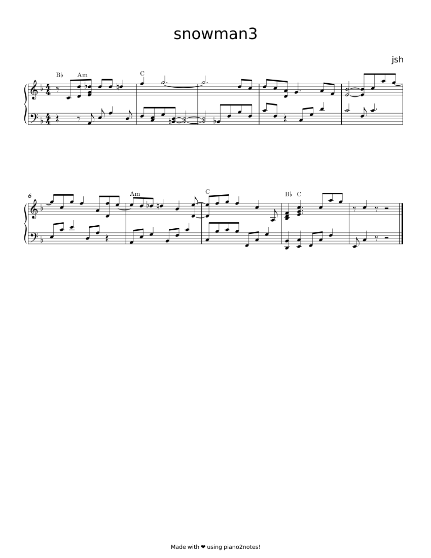 Snowman - Sia Sheet music for Piano (Piano Duo) | Musescore.com