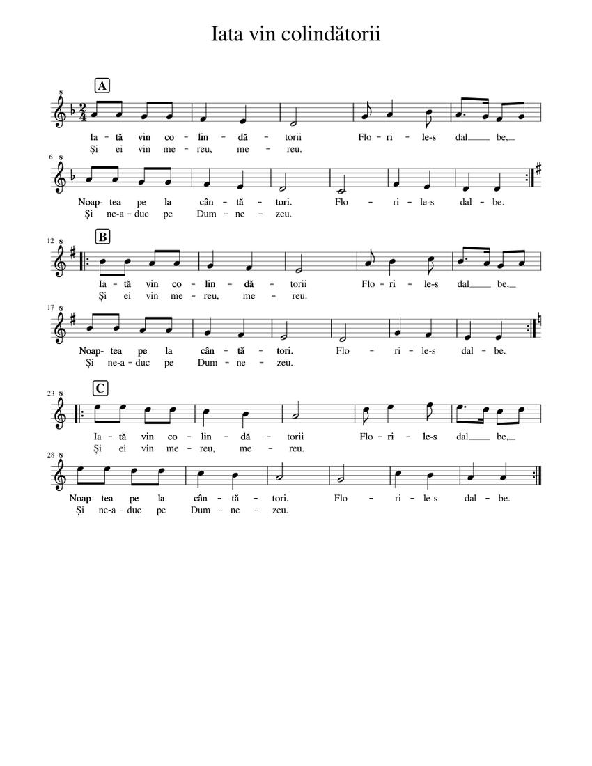 Iata vin colindatori f Sheet music for Recorder (Solo) | Musescore.com