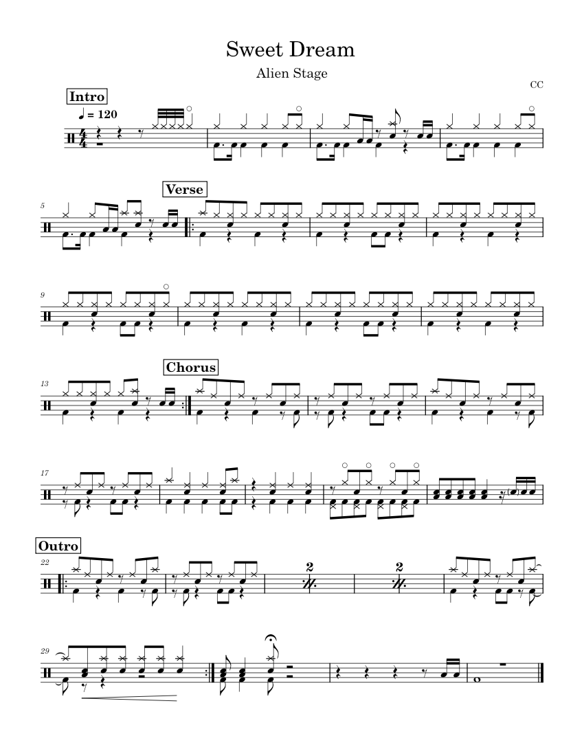 Sweet Dream – 에이스테 (ALIEN STAGE) Sheet Music for Drum group (Solo ...